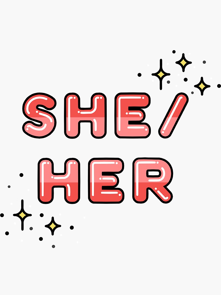 "She/Her Pronouns Design with Stars" Sticker for Sale by KhaosKaine ...