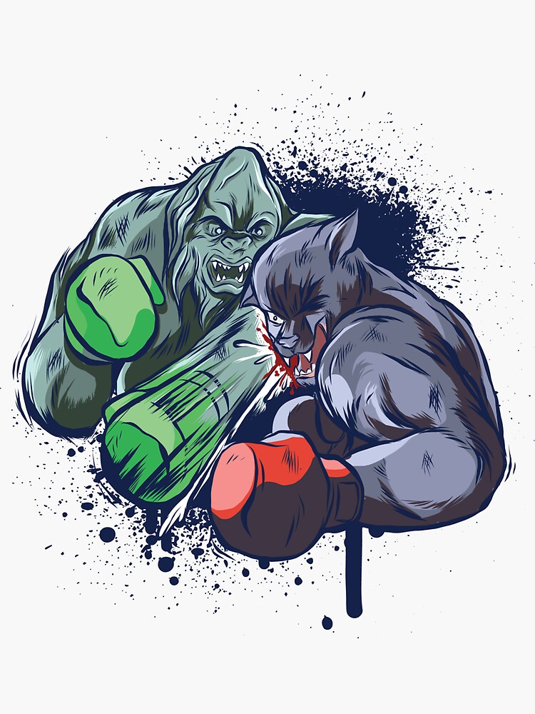"Big creature boxing" Sticker for Sale by Satrangidesigns | Redbubble