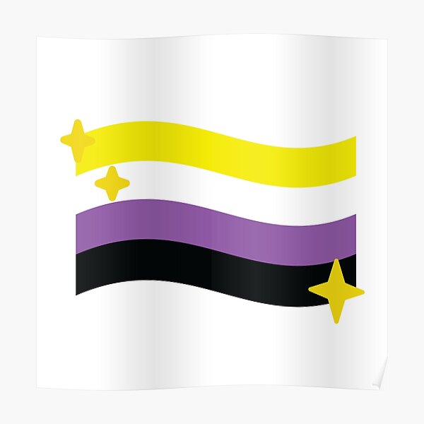 "Nonbinary Pride Flag Sparkle Emoji" Poster for Sale by lavenderhearts ...