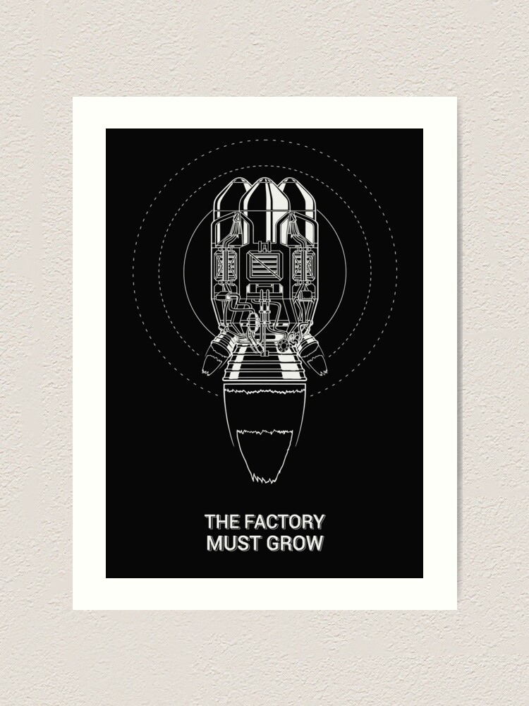"Factorio Rocket with The Factory Must Grow meme" Art Print by Morridis ...