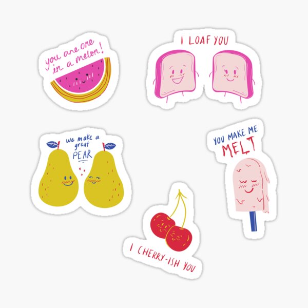 "Pack 5 Stickers - cute food - funny quotes" Sticker for Sale by ...