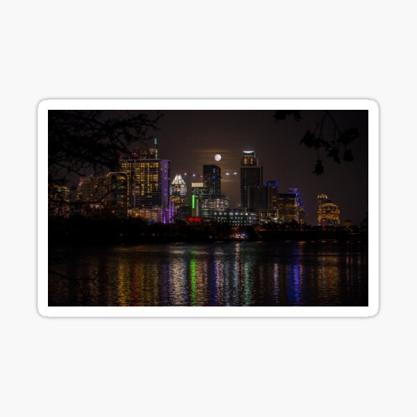 "Austin, Texas Full Moon" Sticker for Sale by oz10 | Redbubble