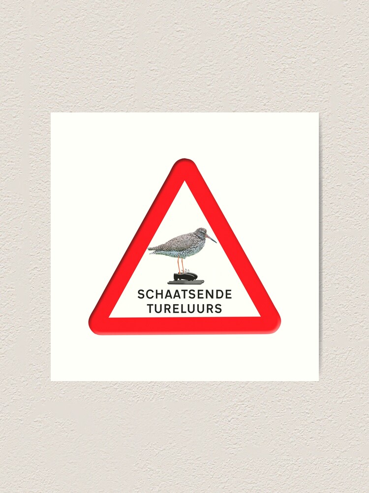 "Cartoon - waarschuwingsbord - schaatsende tureluurs "tringa totanus ...