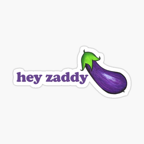 "Eggplant Emoji - Hey Zaddy" Sticker for Sale by Darth1234 | Redbubble