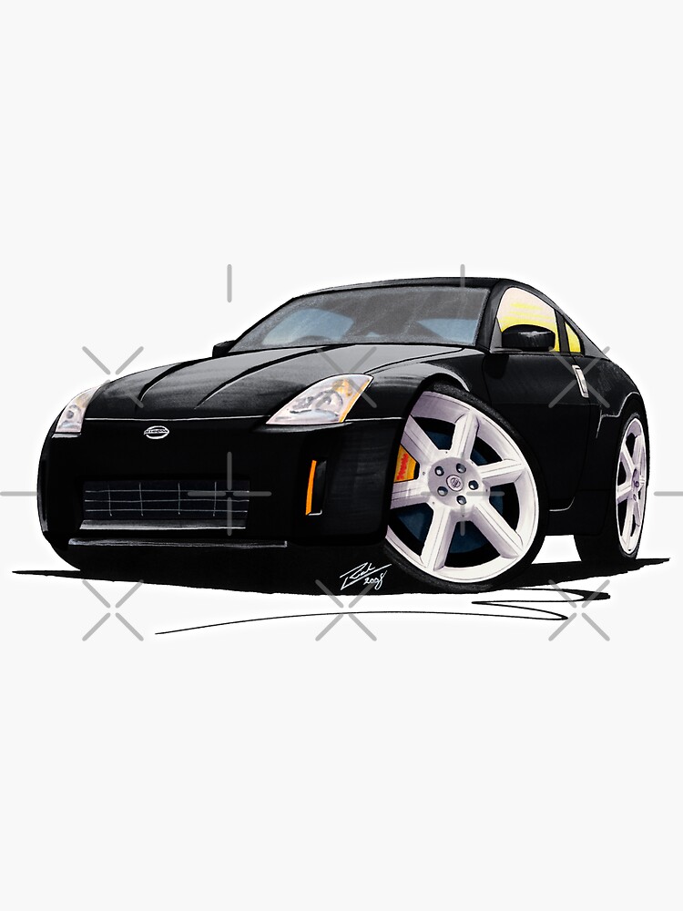 "Nissan 350Z Black" Sticker for Sale by yeomanscarart | Redbubble
