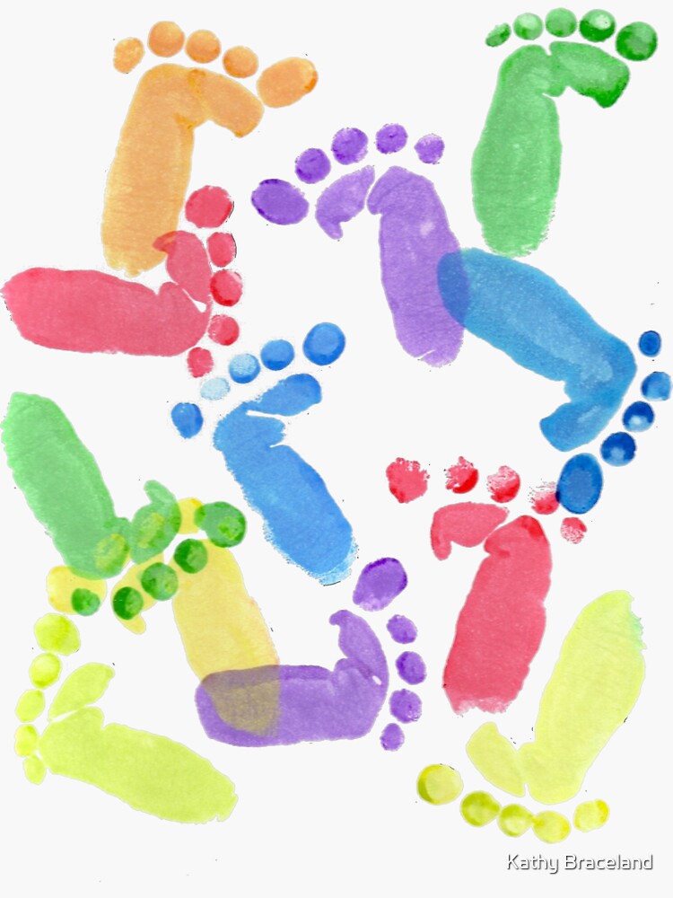 "Original Art - Baby Steps Baby Feet - Watercolour Painting" Sticker by ...