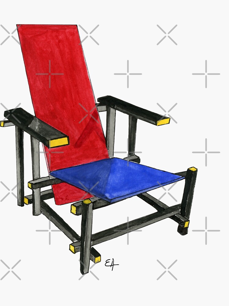 "The Red And Blue Chair - Watercolor Painting" Sticker for Sale by ...