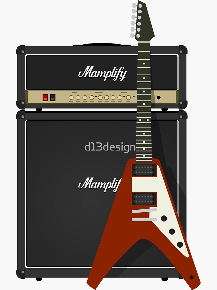 "Mamplifier and Flying V" Sticker by d13design | Redbubble