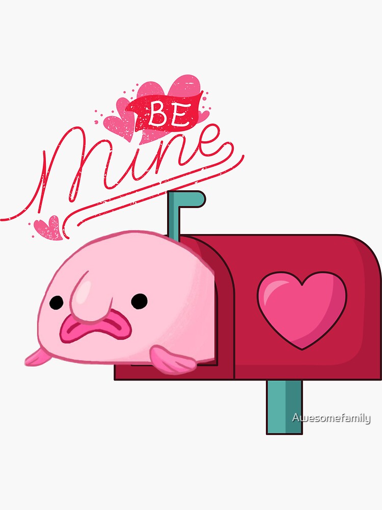 "Valentine Blobfish" Sticker by Awesomefamily | Redbubble