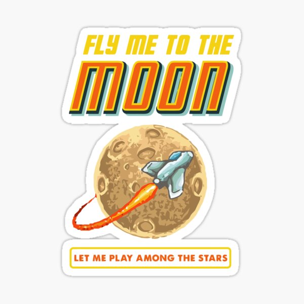 "Retro Pixel Fly Me To The Moon" Sticker by sedunas | Redbubble