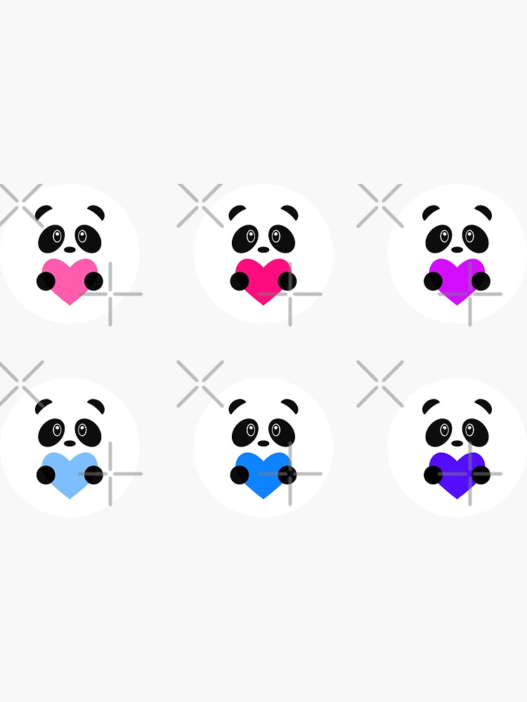 "Pink, Blue and Purple Hearts Pandas Sticker Pack" Sticker for Sale by ...