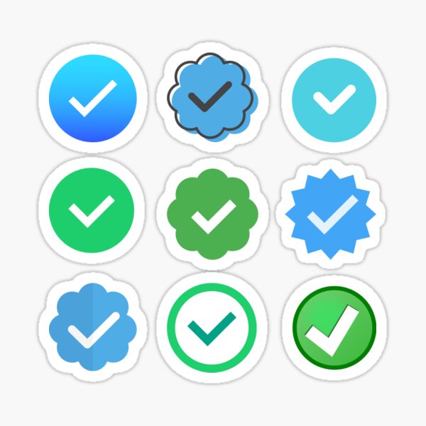 "Verified Check Stickers Bundle - Blue And Green" Sticker by cogsworth ...