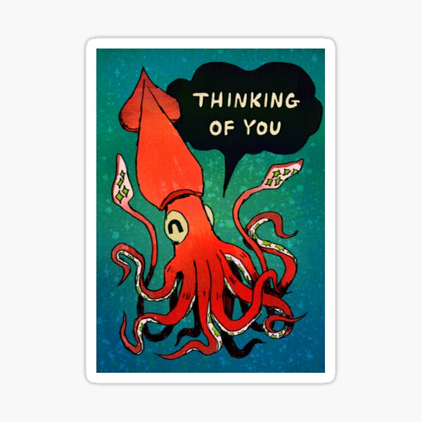 "Thinking of You" Sticker for Sale by salami-spots | Redbubble