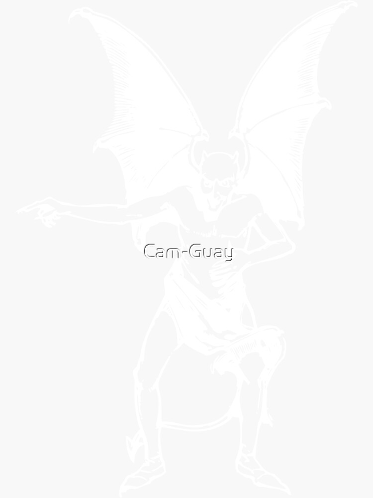 "Devil Pointing Drawing - White Ink" Sticker for Sale by Cam-Guay ...