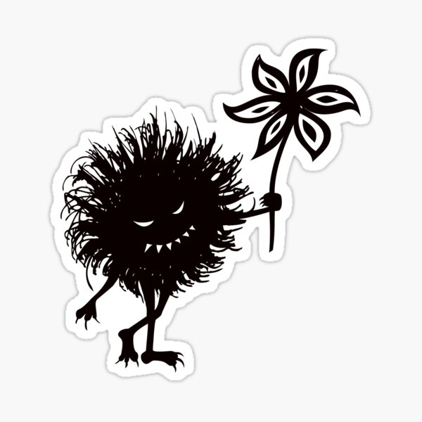 "Cute evil character with flower" Sticker by azzza | Redbubble