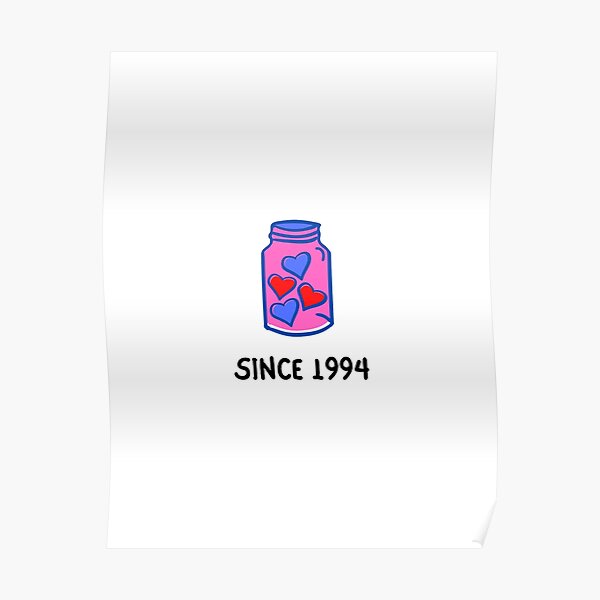 "since 1994 Heart Glass Bottle" Poster for Sale by Mint1000k | Redbubble