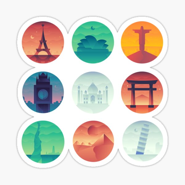 "Historical monuments" Sticker by Batartiste | Redbubble