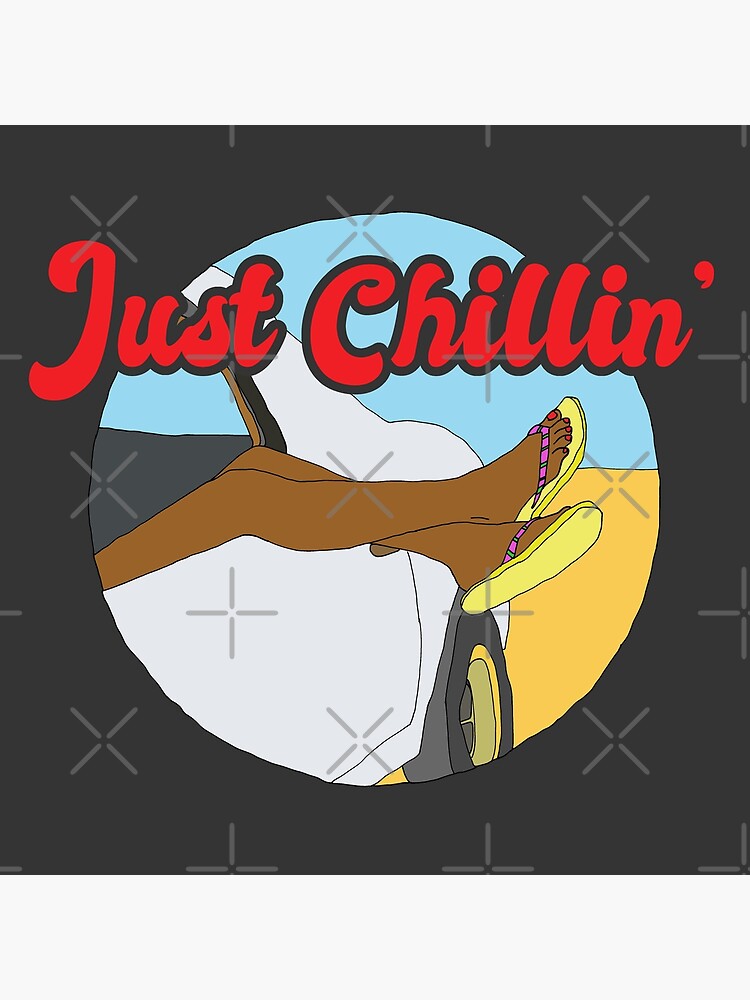 "Just Chillin (yellow flip flops, legs and beach)" Poster for Sale by ...