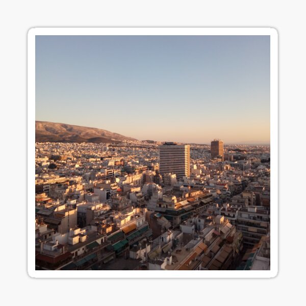 "Skyline sunset of athens" Sticker for Sale by mltsg9 | Redbubble