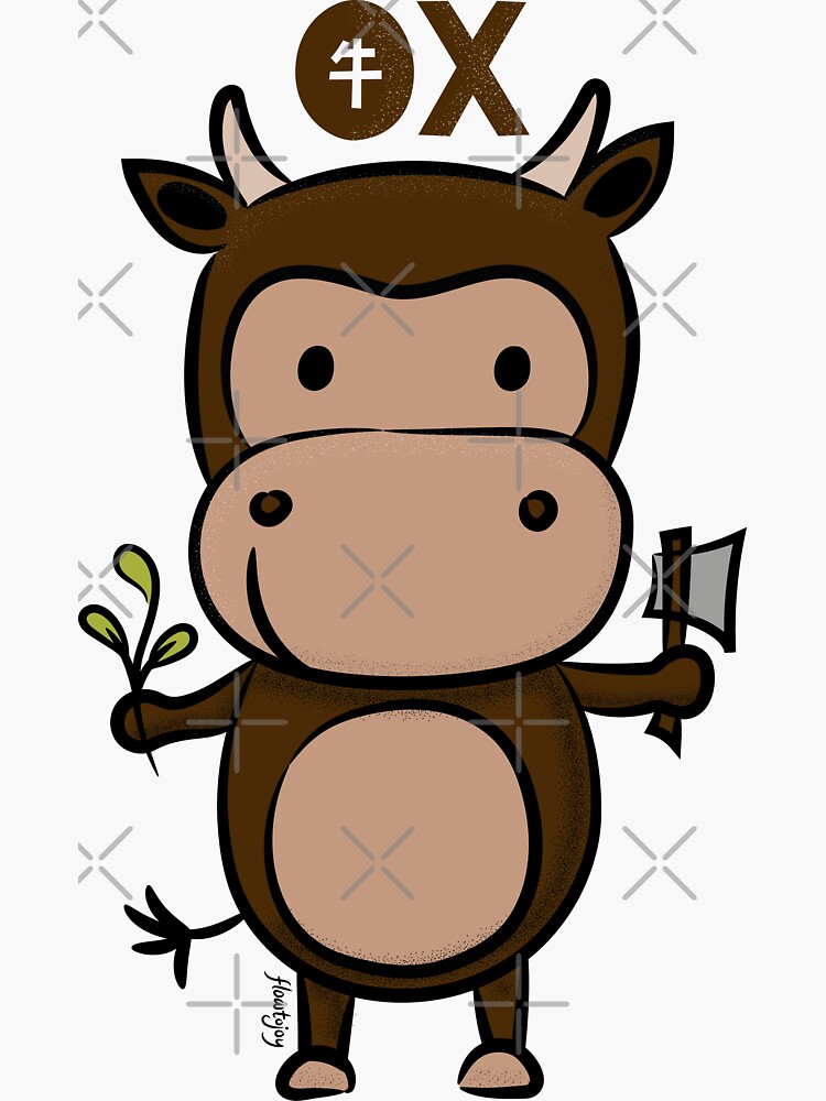 "Cute Ox Chinese New Year Zodiac Animal" Sticker for Sale by flowtojoy ...