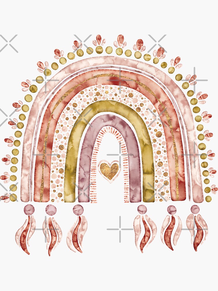 "watercolor boho rainbow, earthy colors, boho rainbow, aesthetic ...