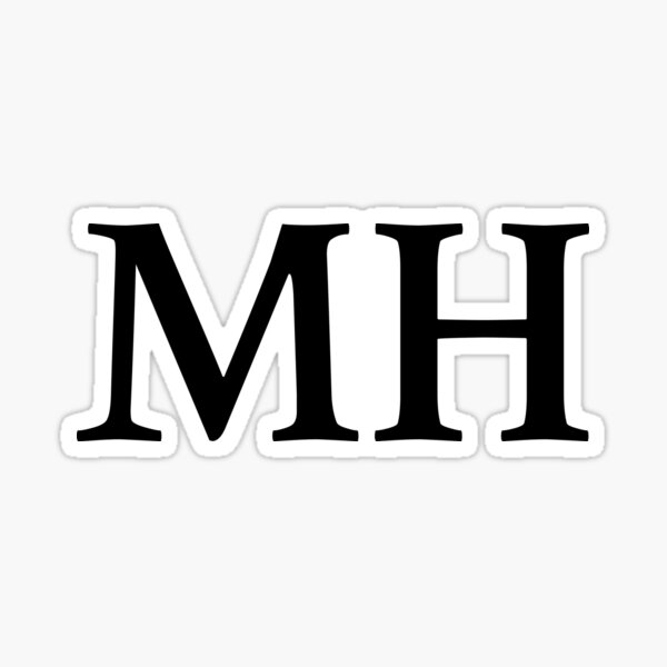 "Simple black and white MH Initials monogramed" Sticker by Abbara ...