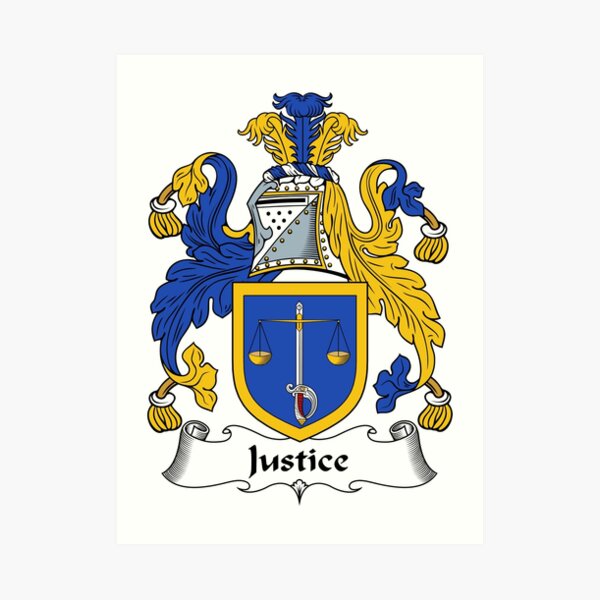 "Justice Coat of Arms / Justice Family Crest" Art Print by ...