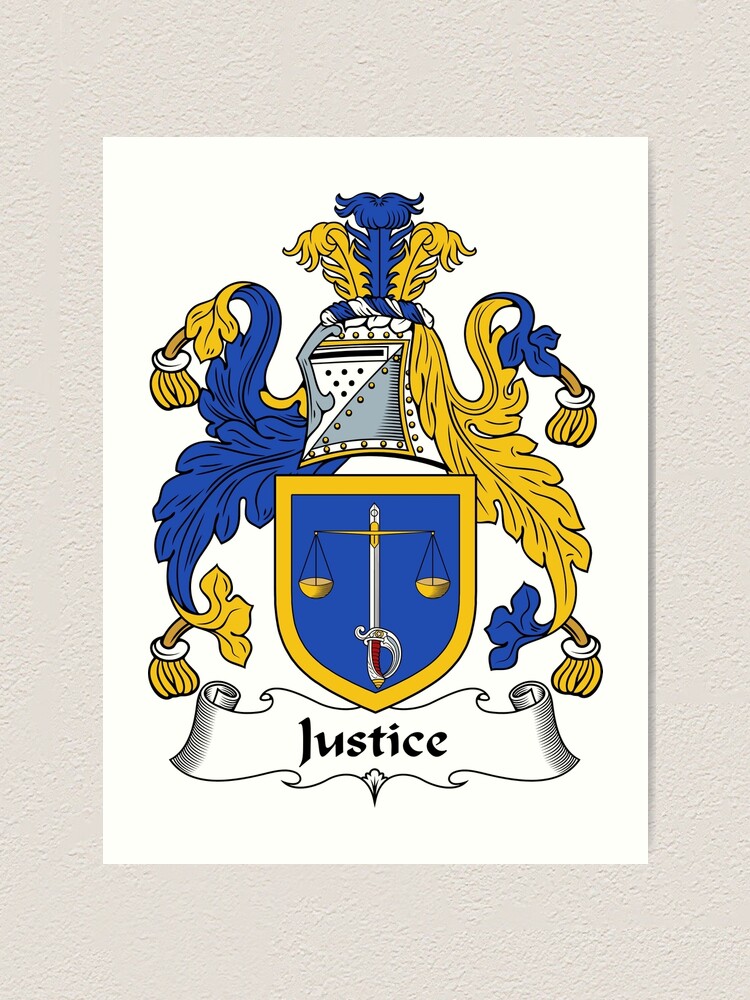 "Justice Coat of Arms / Justice Family Crest" Art Print by ...