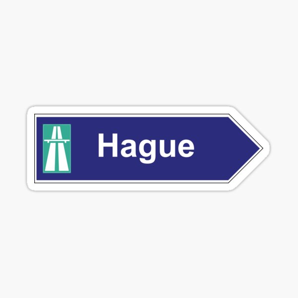 "Hague Road Sign" Sticker by Gina-Driada | Redbubble