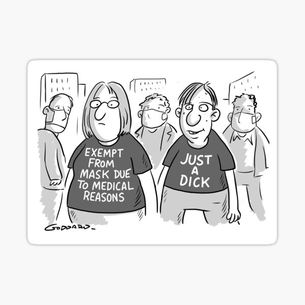 "Exempt from Mask" Sticker for Sale by goddardcartoons | Redbubble