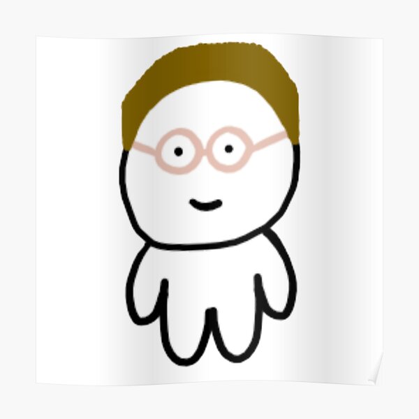 "Tiny Man with Glasses Drawing" Poster by Burfu | Redbubble
