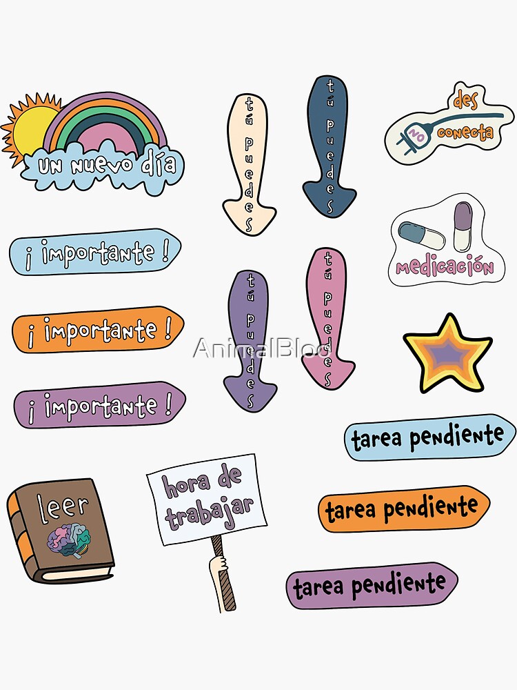 "Stickers for your mental health, in Spanish. Stickers for journalling ...