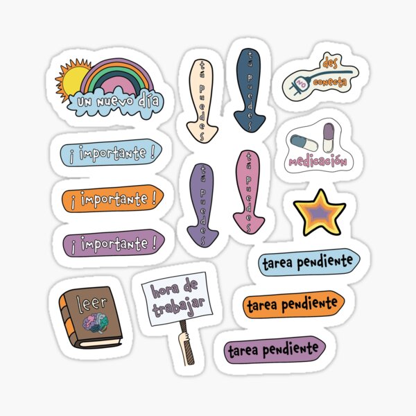 "Stickers for your mental health, in Spanish. Stickers for journalling ...