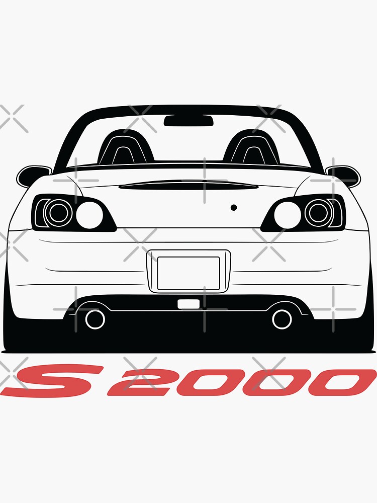 "Honda S2000 AP1 - Rückansicht Schwarz" Sticker von ApexWear | Redbubble