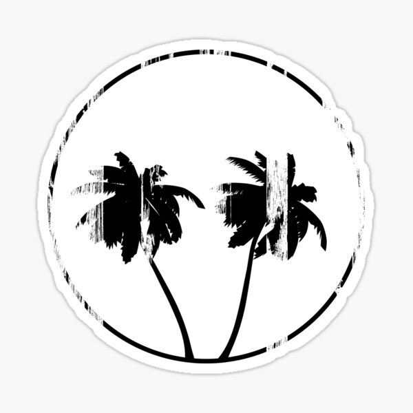 "Palm trees round black and white" Sticker for Sale by BaraDesigns ...