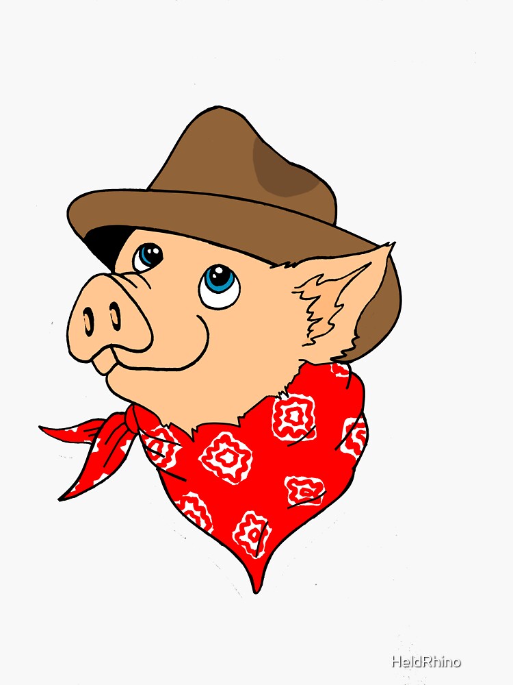 "Cute Cowboy Pig (Howdy Partner)" Sticker for Sale by HeldRhino | Redbubble