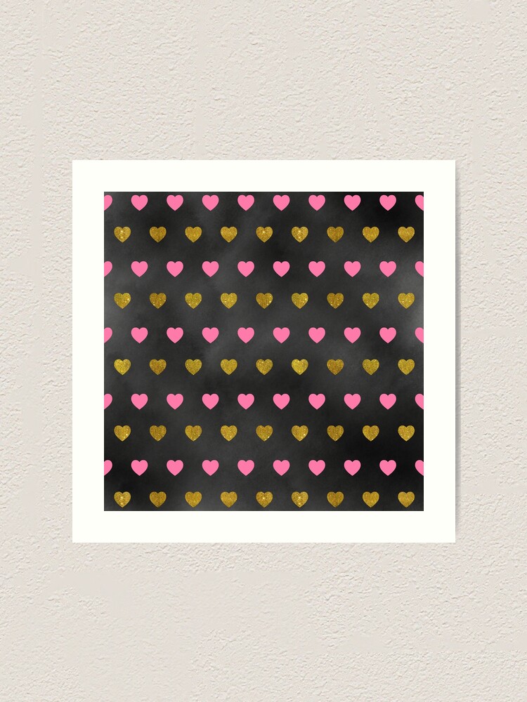 "Gold Pink Glitter Stars on Black Background Digital Paper Seamless ...