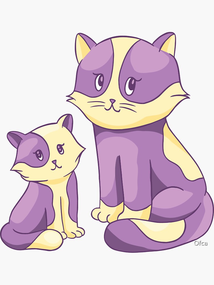 "Cat and Kitten Cartoon Mother Cat and Cute Catlove" Sticker for Sale ...