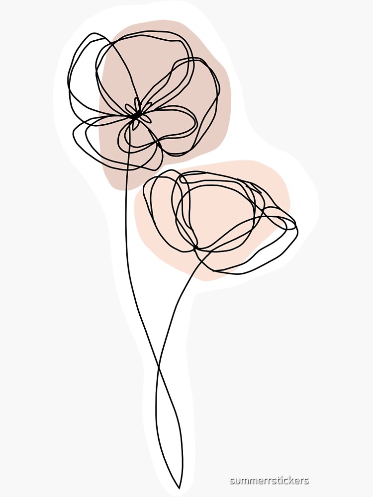 "Pink flower outline " Sticker for Sale by summerrstickers | Redbubble