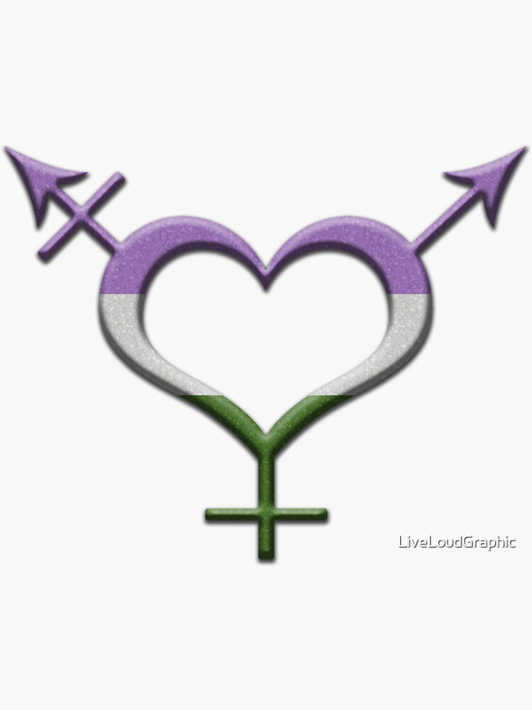 "Gender Neutral Symbol in Genderqueer Pride Flag Colors" Sticker for ...