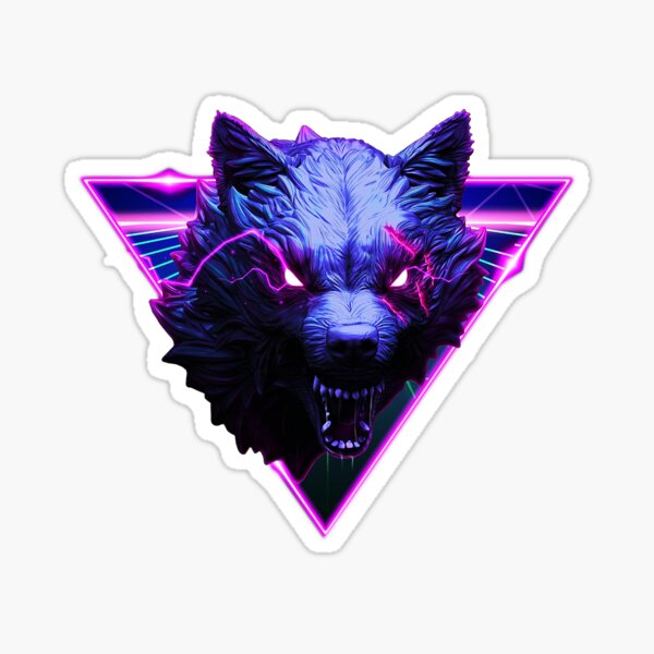 "Retrowave Neon Wolf" Sticker by RPG-Designs | Redbubble