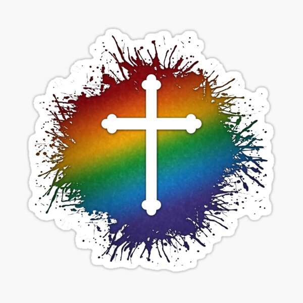 "Rainbow Cross" Sticker by LiveLoudGraphic | Redbubble