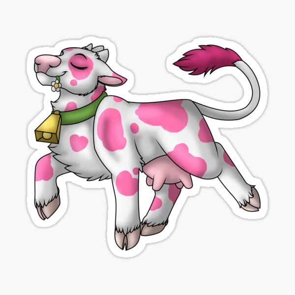 "Happy Moo: Pink Spots" Sticker by spyroid101 | Redbubble