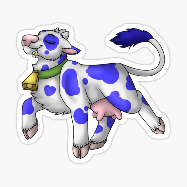 "Happy Moo: Blue Spots" Sticker for Sale by spyroid101 | Redbubble