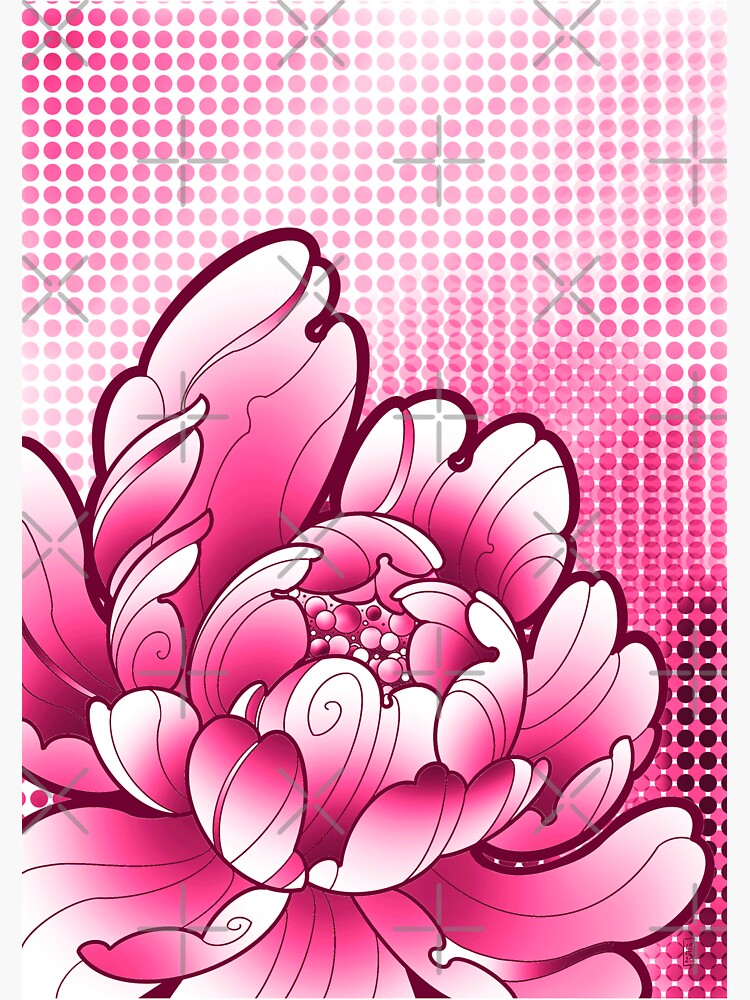 "pink peony flower groovy style" Sticker for Sale by weilertsen | Redbubble