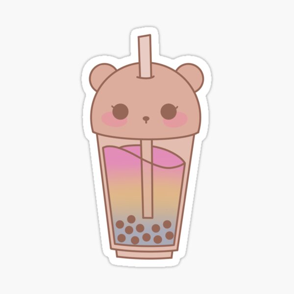 "Subtle pan boba tea bear lid" Sticker by clotheslinepole | Redbubble
