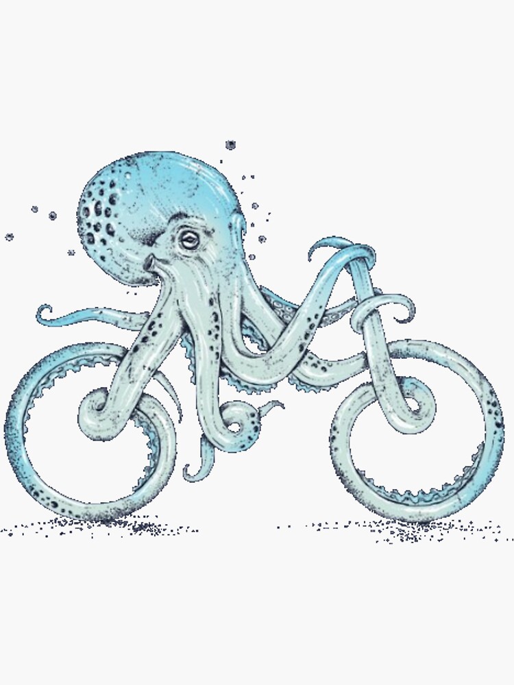 "octopus bike" Sticker by filoxu | Redbubble