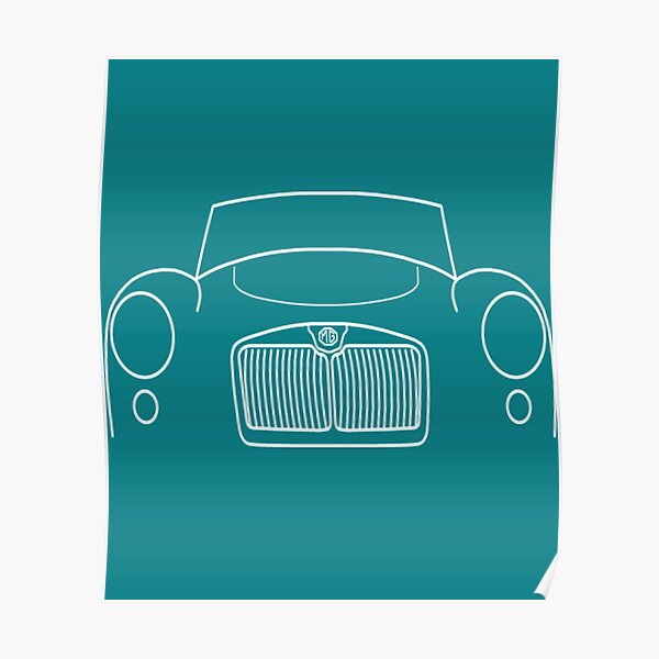 "Classic Car 1961 MGA classic car outline graphic (white)" Poster by ...