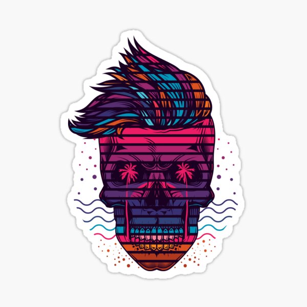 "NEON HYPSTER SKULL!" Sticker by UNITEES21 | Redbubble