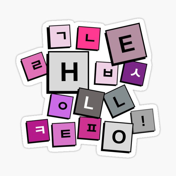 "'HELLO' Letter Block Design with Korean Alphabet" Sticker for Sale by ...
